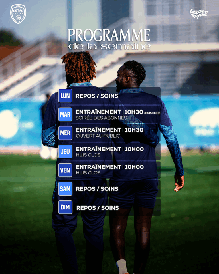 Le planning de la semaine du 06/10 - ESTAC