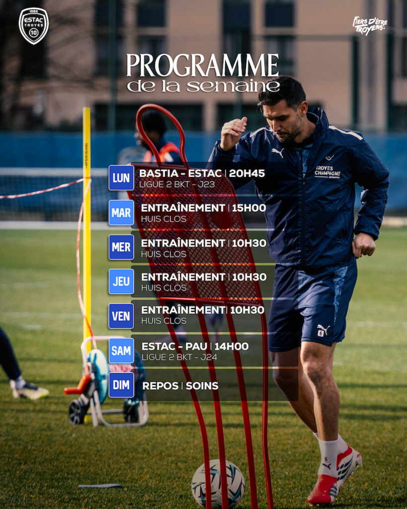 Le planning de la semaine du 16/02 - ESTAC